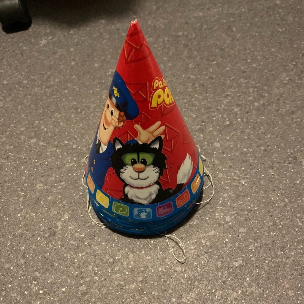 Free: Postman Pat cardboard party hats (Bournville)