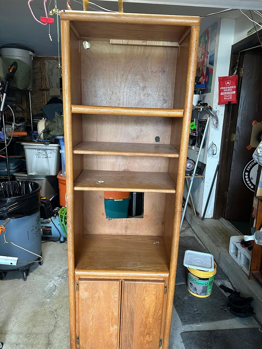 Free: 80" tall bookshelf on wheels (Strawberry Farms)