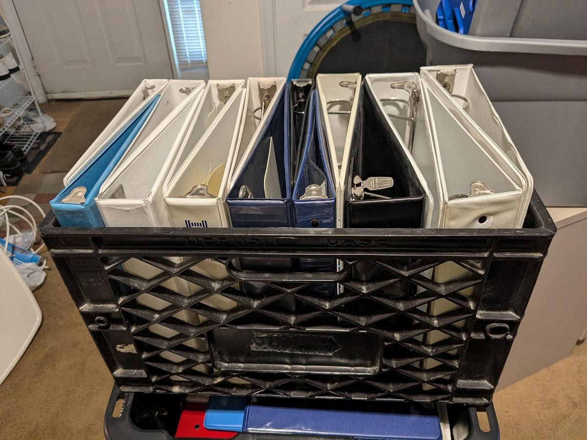 Free: 15 binders, crate included (Baltimore area)