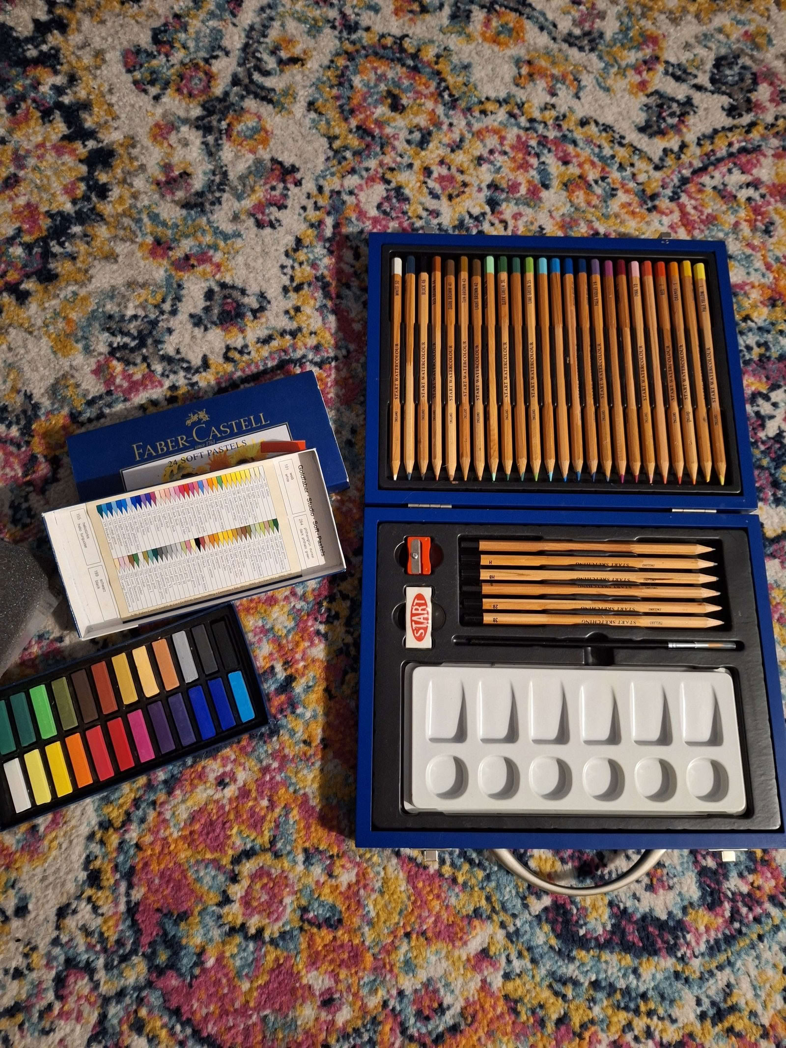 Free: Set of water colour pencils in carry case and soft pastels ...
