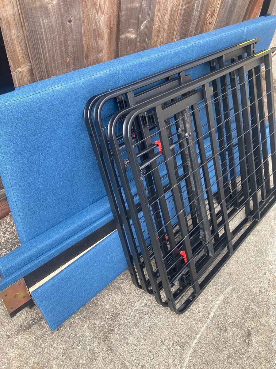 Free: Curb alert, full bedframe headboard (Carmel valley Redwood City)