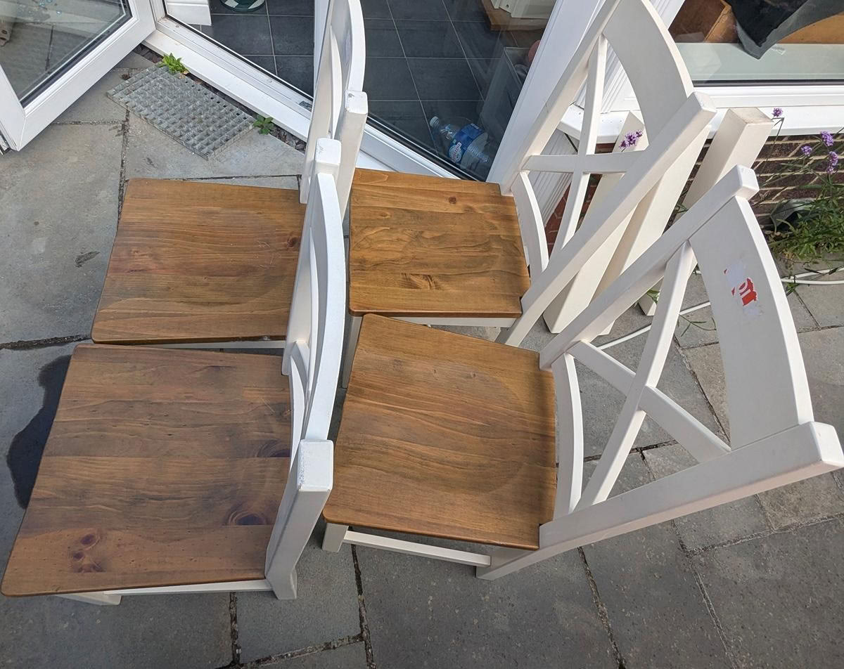 Free: 4 solid wood lovely chairs (Gillingham) - Medway Freegle