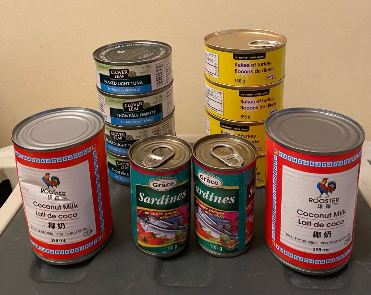 Free: Canned goods (NB: Past BB date) L6 (Bloor/ The West Mall)