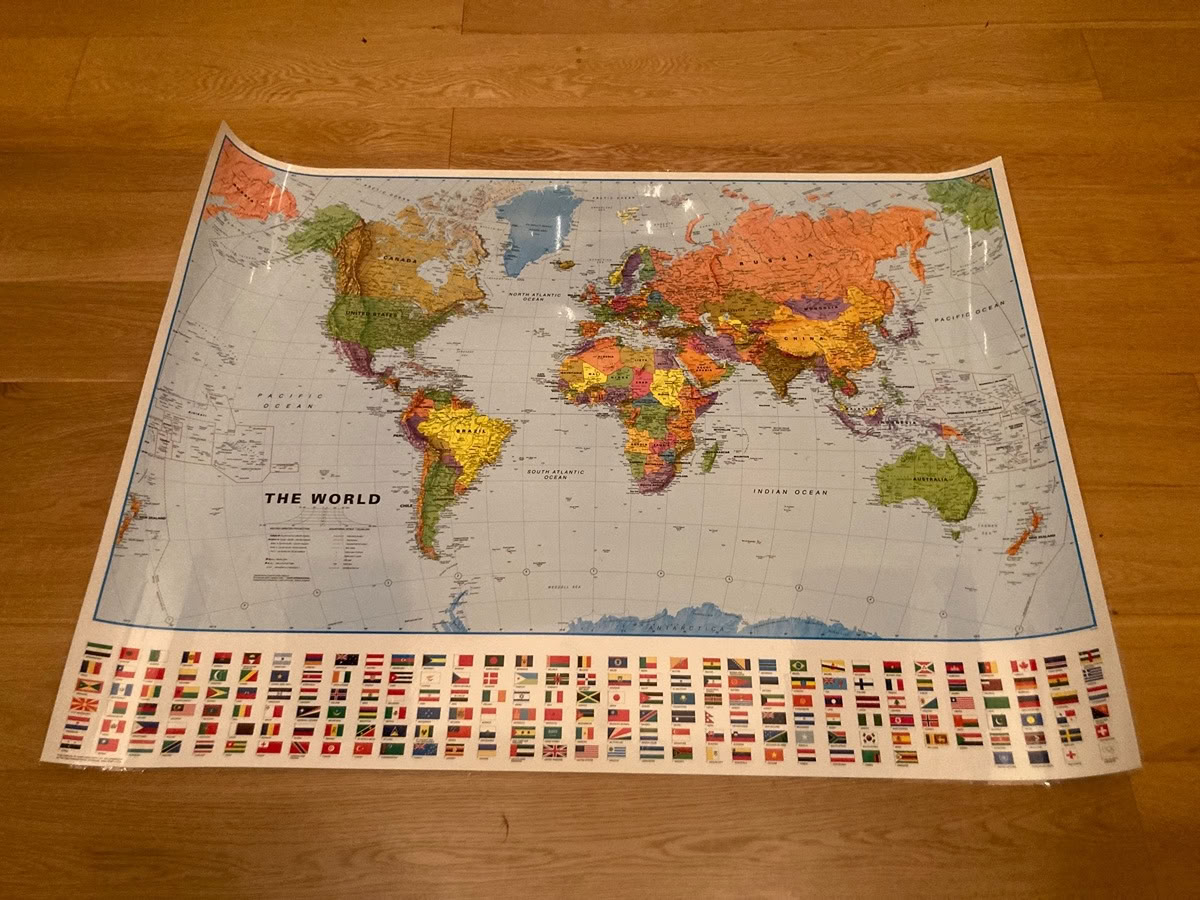 Free: Large laminated map of the world (Stock CM4)