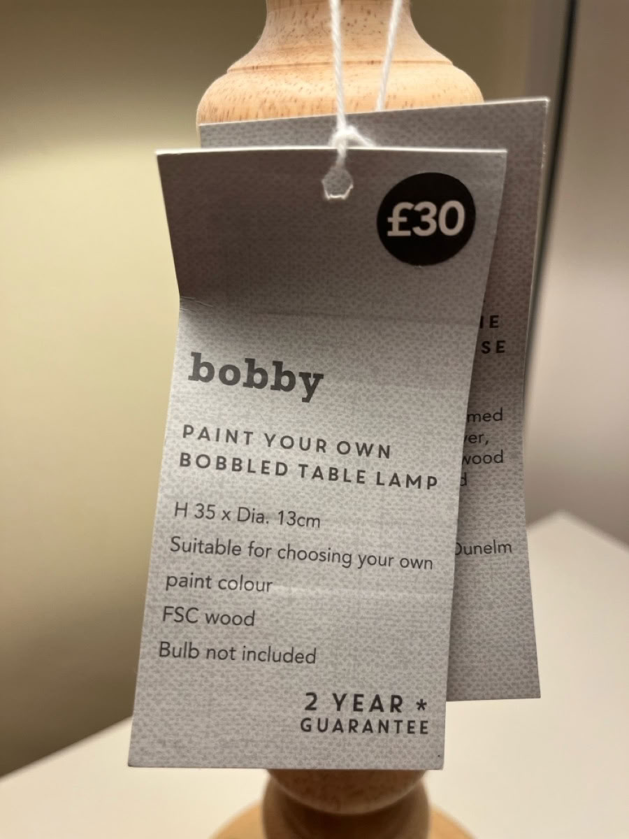 Free: Dunelm Bobby table lamp base (Henley-on-Thames RG9)